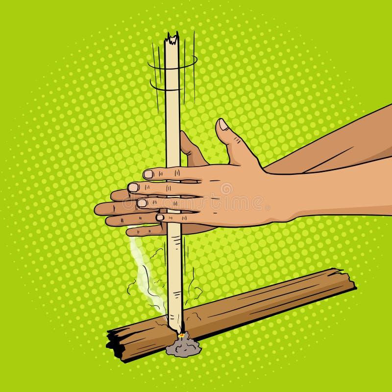 Prehistoric Production Fire by Hands Pop Art Stock Vector ...