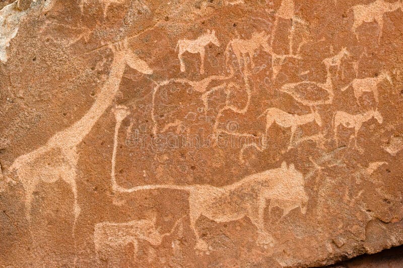 Prehistoric Rock Carvings, Namibia Stock Photo - Image of bushman ...