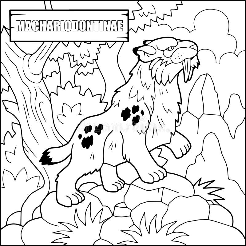 Saber Toothed Cat Coloring Stock Illustrations – 15 Saber Toothed Cat ...