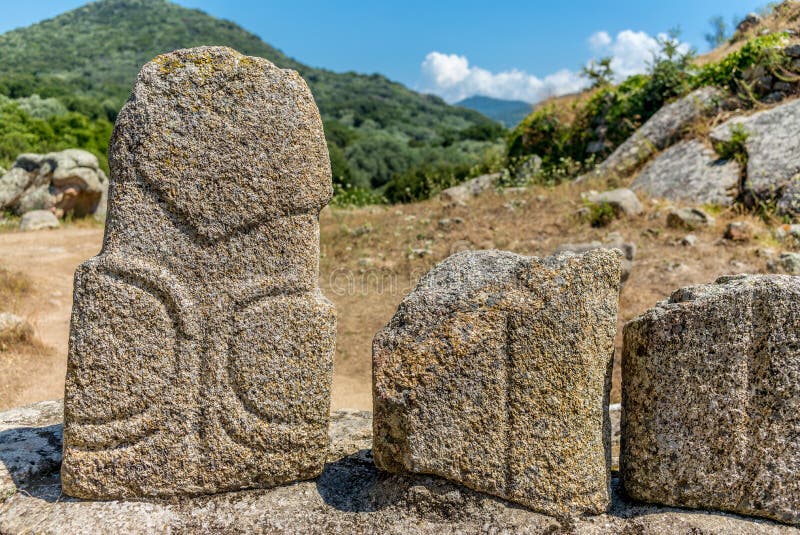 Prehistoric Statues in the Corsica Hills - 4 Stock Photo - Image of ...