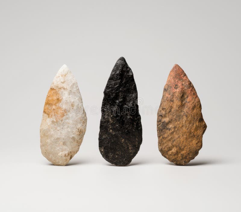 Prehistoric Stone Tools on a Plain Background Stock Illustration ...