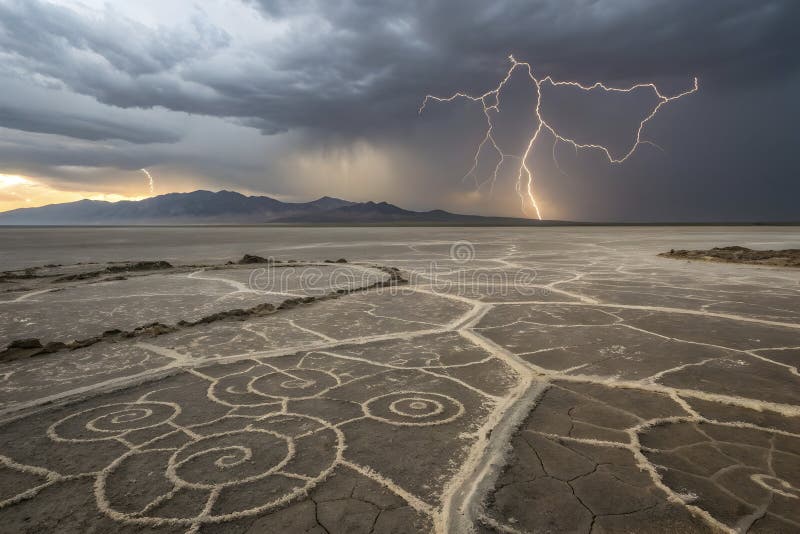 Thunder Roars Over Prehistoric Landscapes, Electrifying Skies. Stock ...