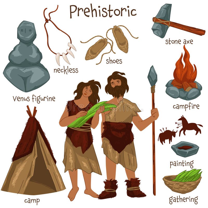 Prehistoric Times Clothes And Personal Belonging Stock Vector Illustration Of History