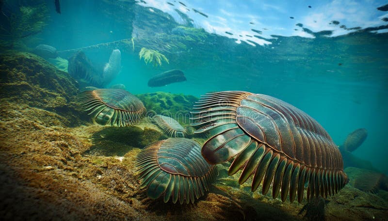 Prehistoric Trilobites Underwater, AI Generated Stock Illustration ...