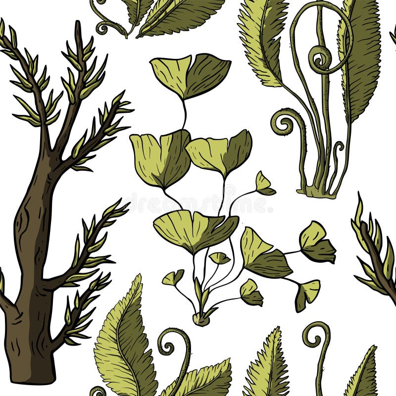 Prehistoric vector plants stock illustration. Illustration of design ...