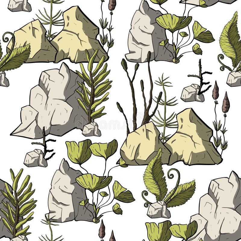 Prehistoric vector plants stock illustration. Illustration of design ...