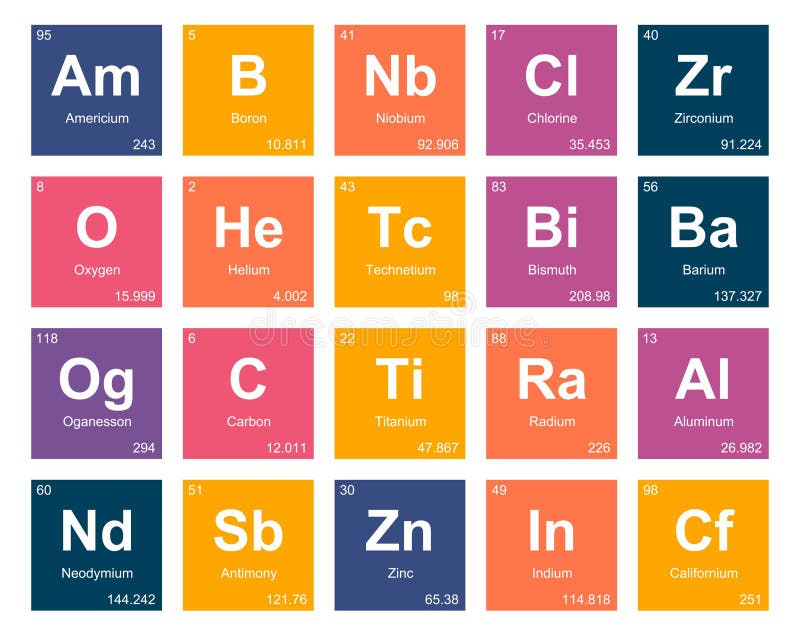 20 Preiodic-Tabelle Der Elemente Icon Pack Design Vektor Abbildung ...