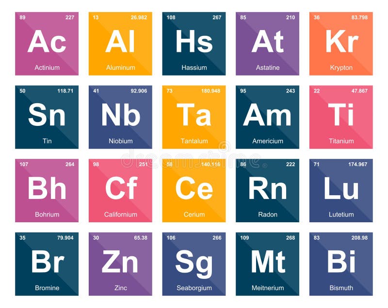 20 Preiodic Table of the Elements Icon Pack Design Stock Vector ...