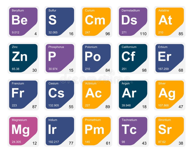 20 Preiodic Table of the Elements Icon Pack Design Stock Vector ...