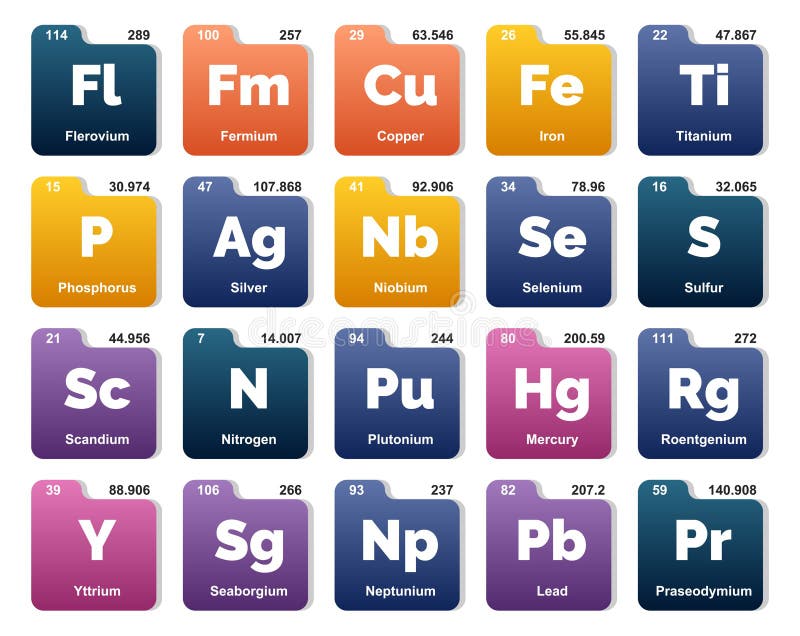 20 Preiodic Table of the Elements Icon Pack Design Stock Vector ...