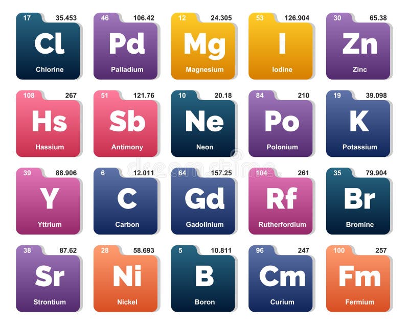 20 Preiodic Table of the Elements Icon Pack Design Stock Vector ...
