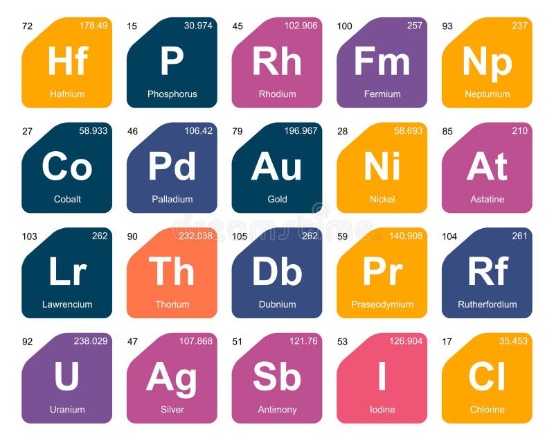 20 Preiodic Table of the Elements Icon Pack Design Stock Vector ...