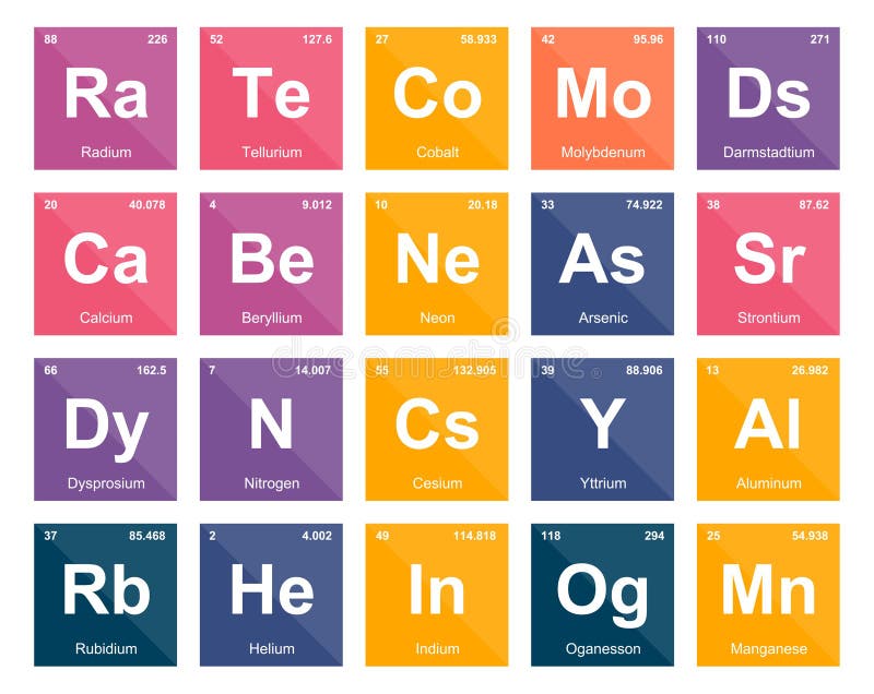 20 Preiodic Table of the Elements Icon Pack Design Stock Vector ...