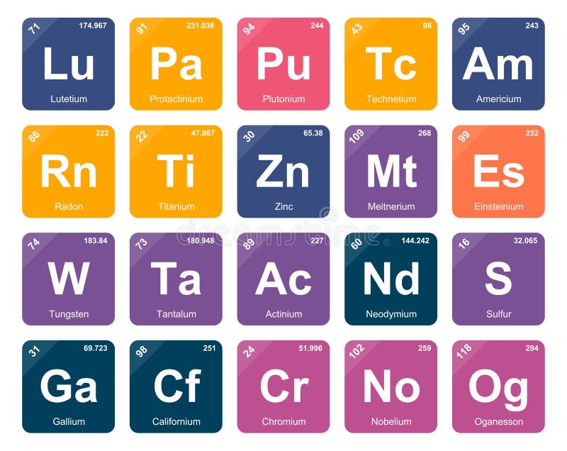 20 Preiodic Table of the Elements Icon Pack Design Stock Vector ...