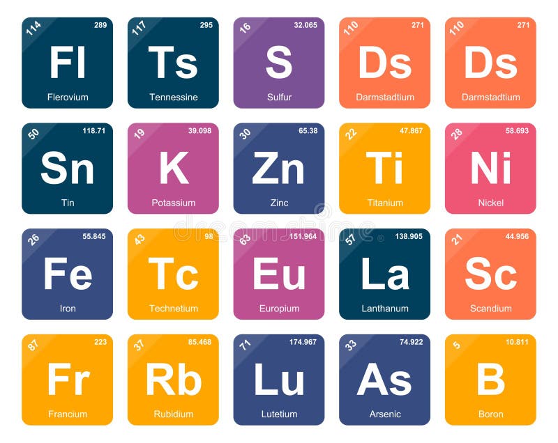 20 Preiodic Table of the Elements Icon Pack Design Stock Vector ...