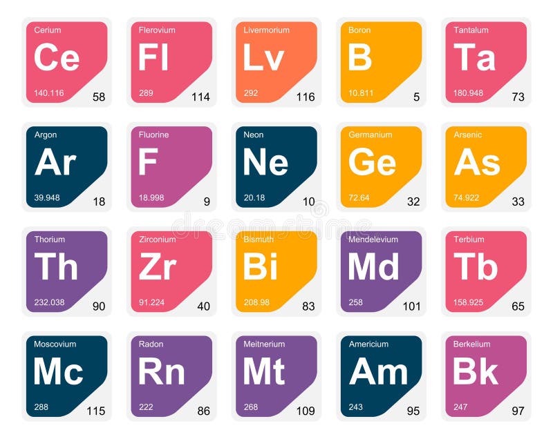 20 Preiodic Table of the Elements Icon Pack Design Stock Vector ...