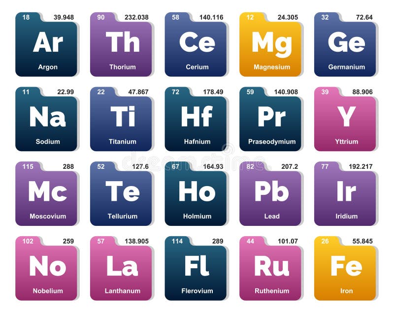 20 Preiodic Table of the Elements Icon Pack Design Stock Vector ...