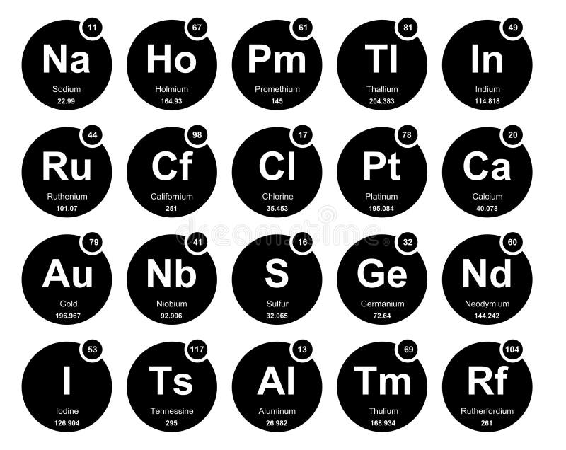 20 Preiodic Table of the Elements Icon Pack Design Stock Vector ...