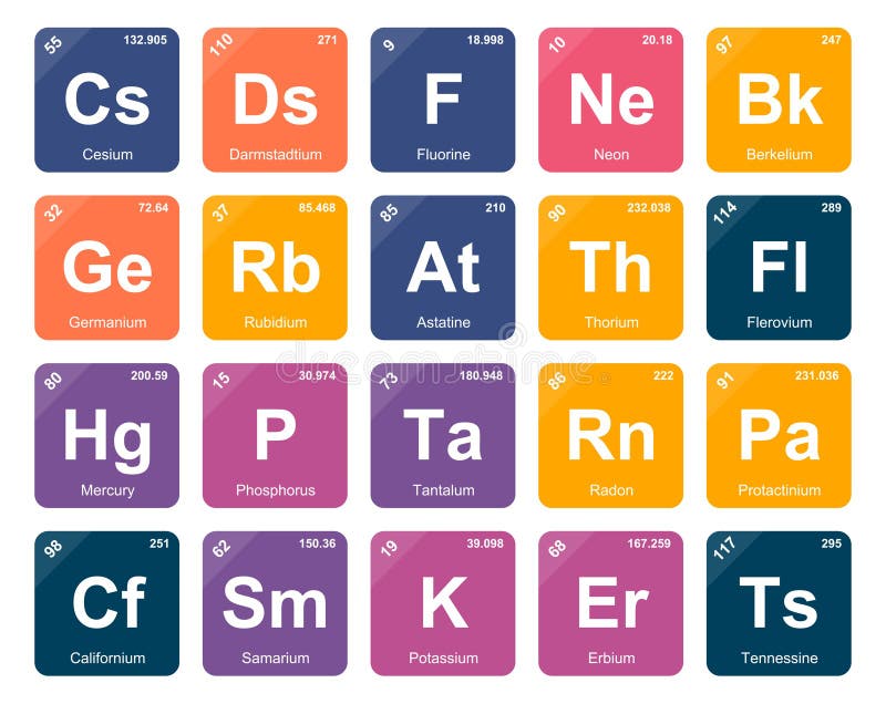 20 Preiodic Table of the Elements Icon Pack Design Stock Vector ...