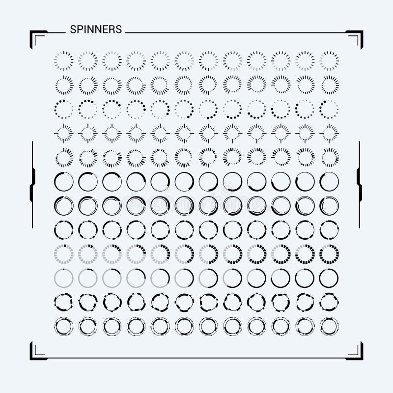 Futuristic Design Preloader Spinner Circles Set Stock Vector ...