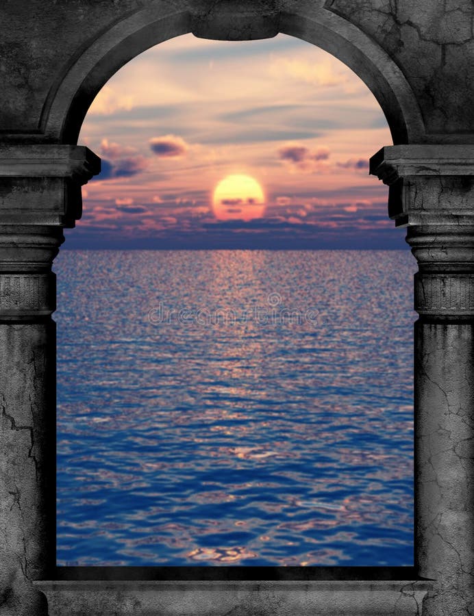Archway Ocean View stock illustration. Illustration of horizon - 112082376
