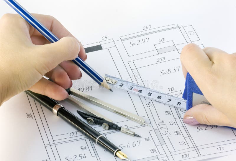 Premises plan stock photo. Image of equipment, pencil - 10777510