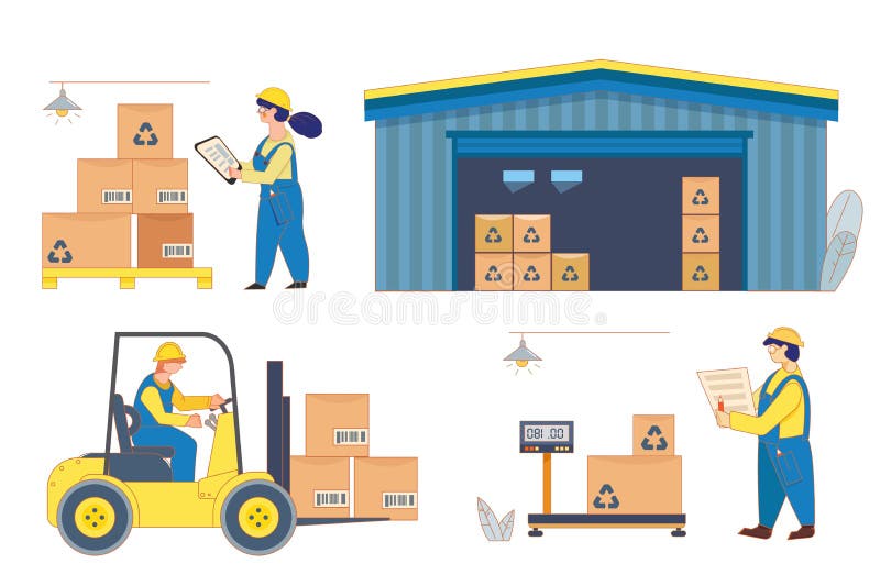 Premises for Storing Goods, Warehouse. Container Ship Workers. Loading ...