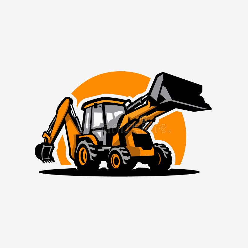 Back Hoe Loader Vector Illustration. Ready Made Logo Stock Illustration ...