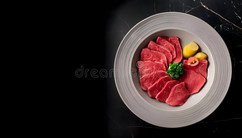 Premium Beef Buffet in Restaurant, Top View, Copy Space, Generative AI ...