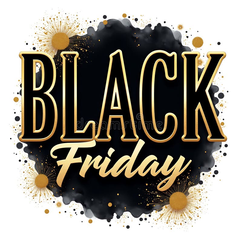 Premium Black Friday Design Combining Bold Black Letters, Artistic Gold ...