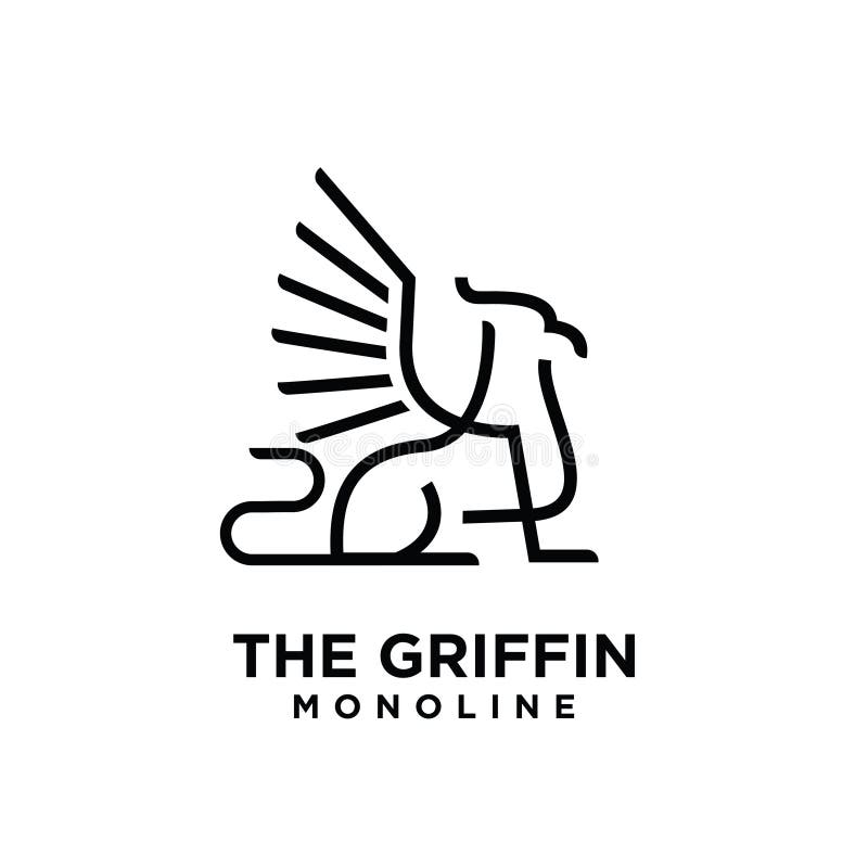 Premium Black Minimal Griffin Mythical Creature Emblem Mascot Line ...