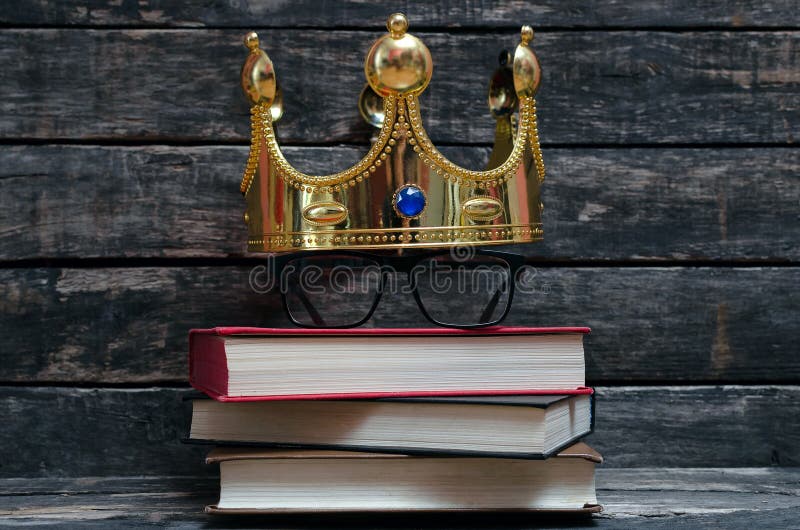 Books and crown. stock image. Image of quality, premium - 131432453