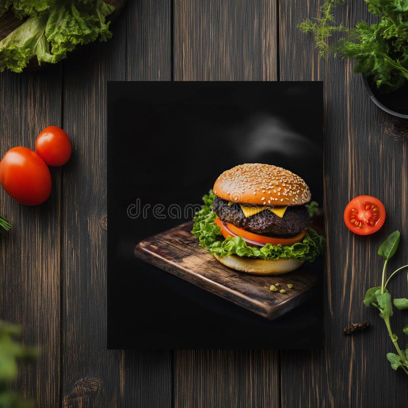 Premium Burger Advertisement for Fast Food Chains Stock Illustration ...