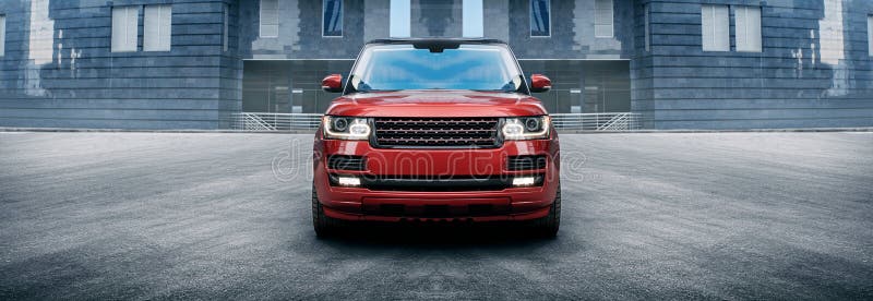 Premium Car Standing Near Modern Building in City Stock Image - Image ...