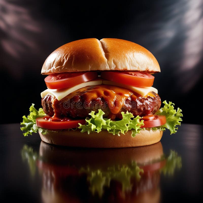 Premium Cheeseburger with Crispy Bacon Strips Stock Illustration ...