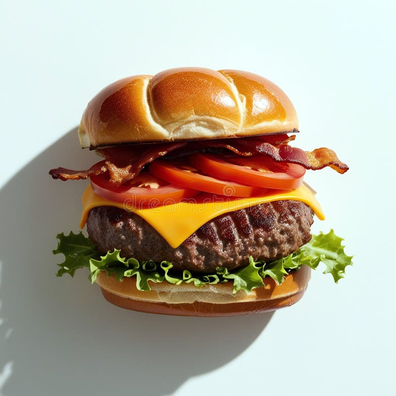 Premium Cheeseburger with Lettuce and Tomato Stock Illustration ...