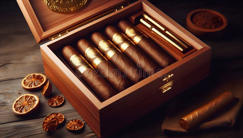 Premium Cigar Box, Ai-generated Image Stock Illustration - Illustration ...