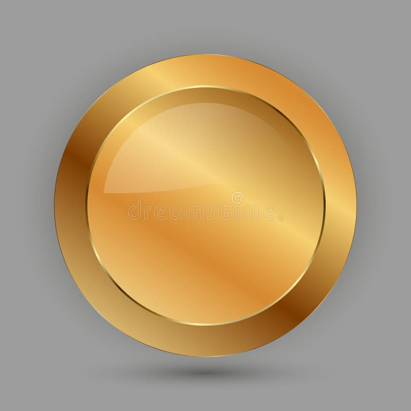 A Premium Circle Button with Black and Golden Frame Vector Illustration ...
