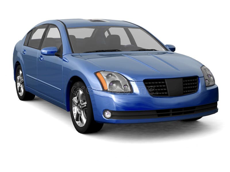 Premium Class Blue Car Front View Stock Illustration - Illustration of ...
