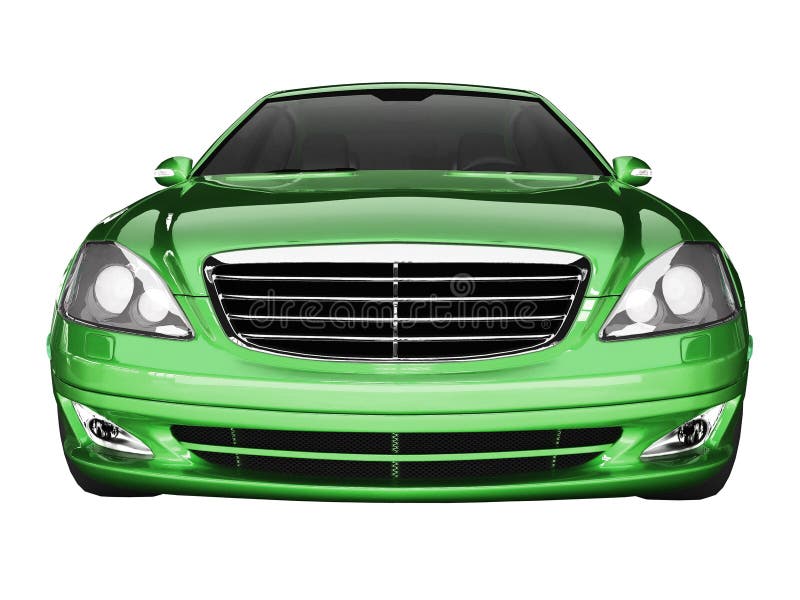 Premium Class Green Car Front View Stock Illustration - Illustration of ...