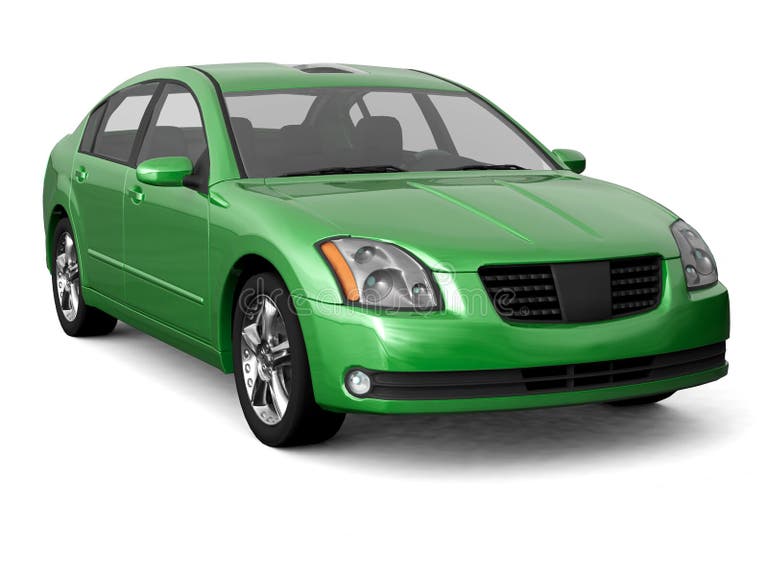Premium Class Green Car Front View Stock Illustration - Illustration of ...