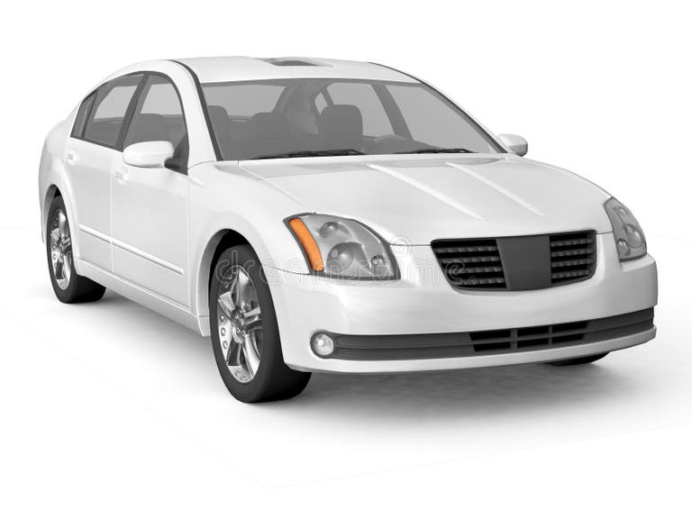 Premium Class White Car Front View Stock Illustration - Illustration of ...