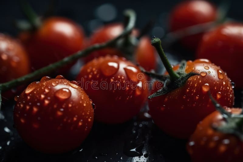 Premium Close Up Shot of Cherry Tomatoes, Drops of Water. Vegetable ... Premium Close Up Shot of Cherry Tomatoes, Drops of Water. Vegetable ...