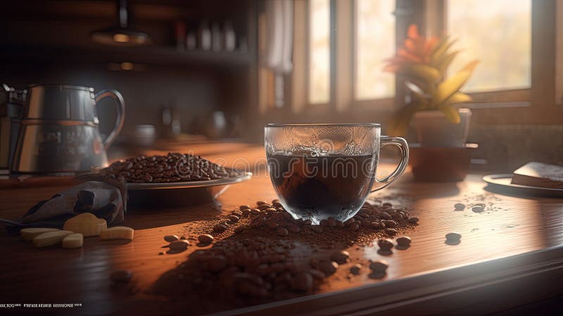 Premium Coffee, Digital Art Illustration, Generative AI Stock ...