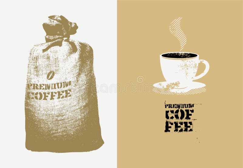 Premium Coffee. Vector Grunge Retro Background. Stock Vector ...