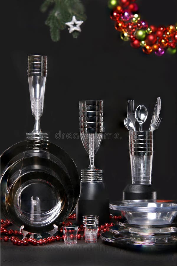 Premium Color Disposable Tableware Set Stock Image - Image of plastic ...