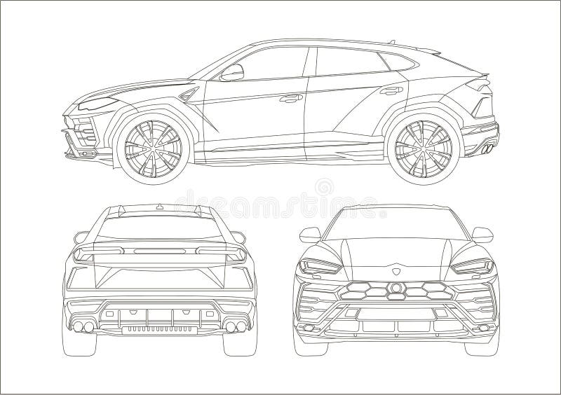 Yellow premium crossover. stock vector. Illustration of vector - 240875677