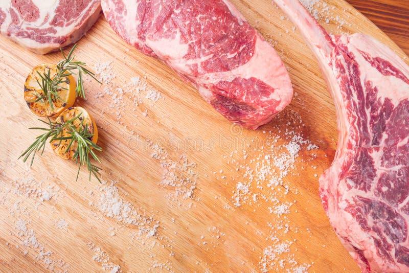 Premium Cuts of Raw Steak. Fresh and Raw Meat. Raw Meat Mixture Stock ...