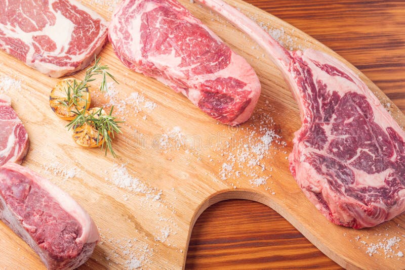 Premium Cuts of Raw Steak. Fresh and Raw Meat. Raw Meat Mixture Stock ...