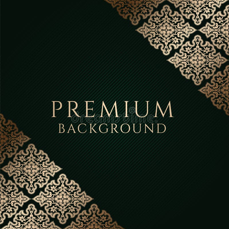 Premium Dark Green Background with Ornamental Golden Corners and ...